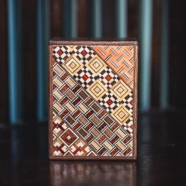 Japanese Handmade Puzzle Box 4 Sun 14 Steps Yosegi/Walnut – New2Play